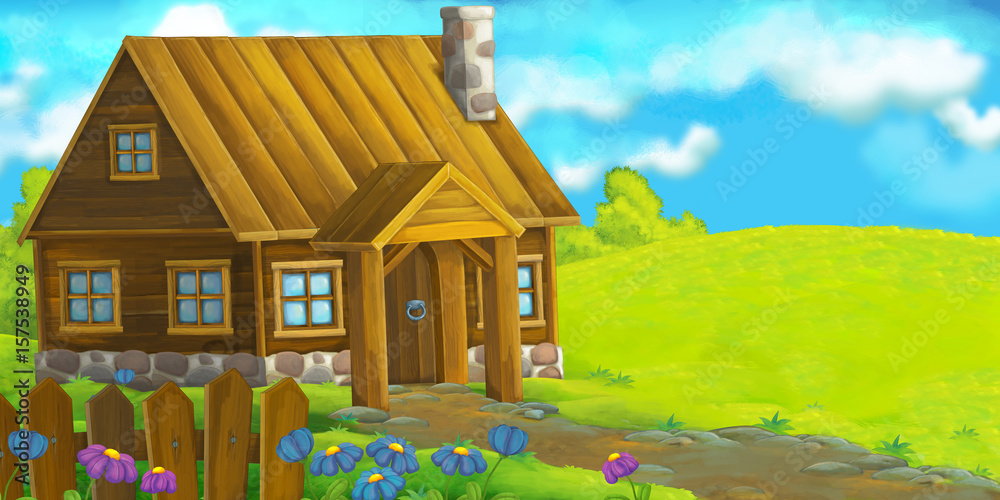 cartoon farm wooden house - isolated - for different usage Stock ...