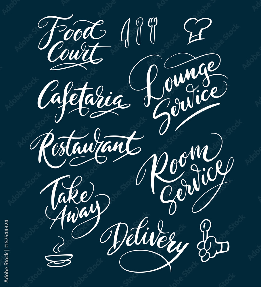 Food court and Cafetaria hand written typography. Good use for logotype ...