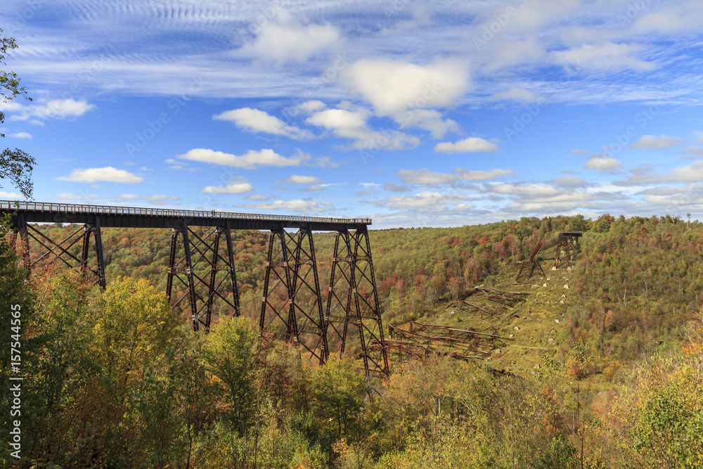 The Kinzua Bridge, a former railway bridge of the Erie Railroad in ...
