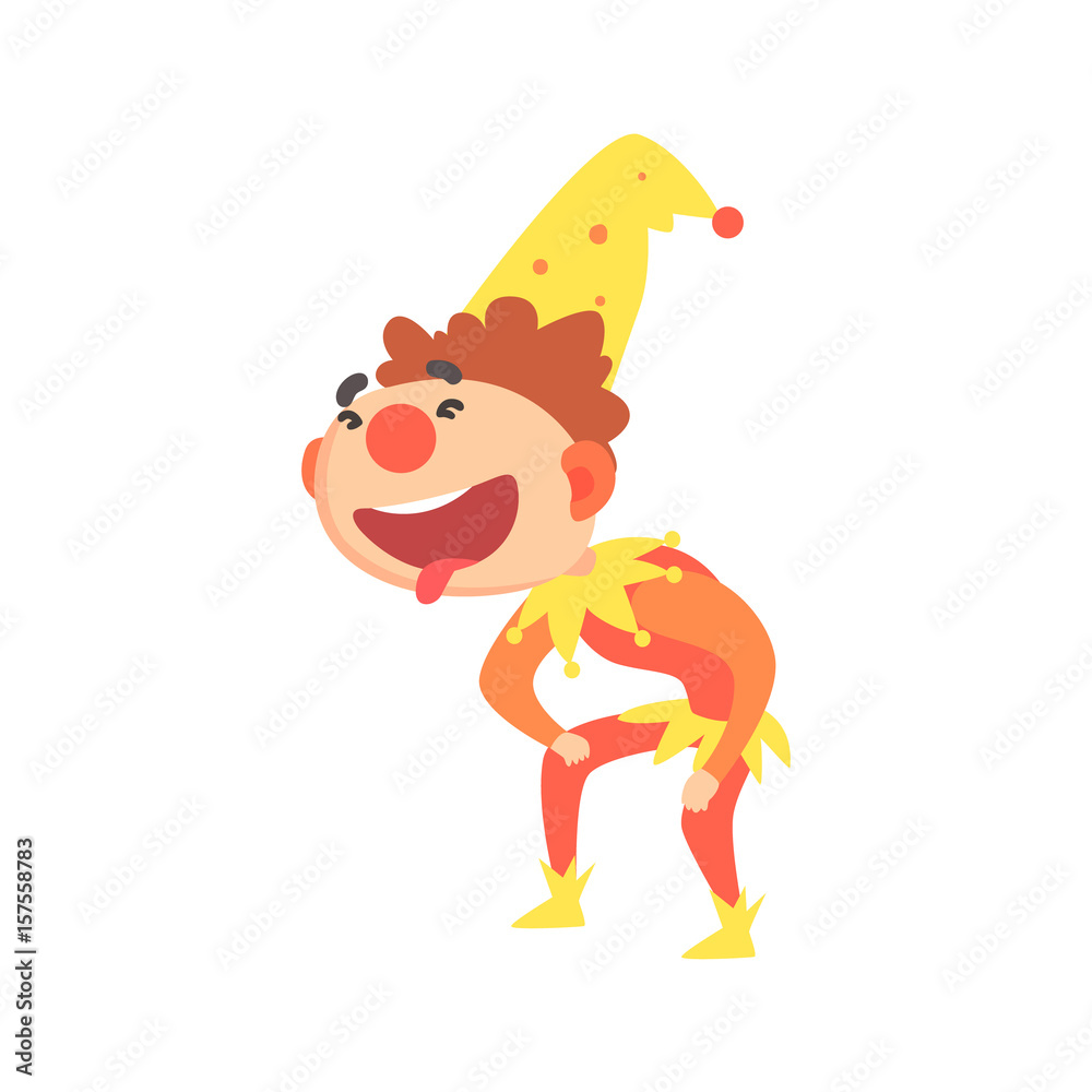 Funny laughing jester colorful cartoon character vector Illustration ...