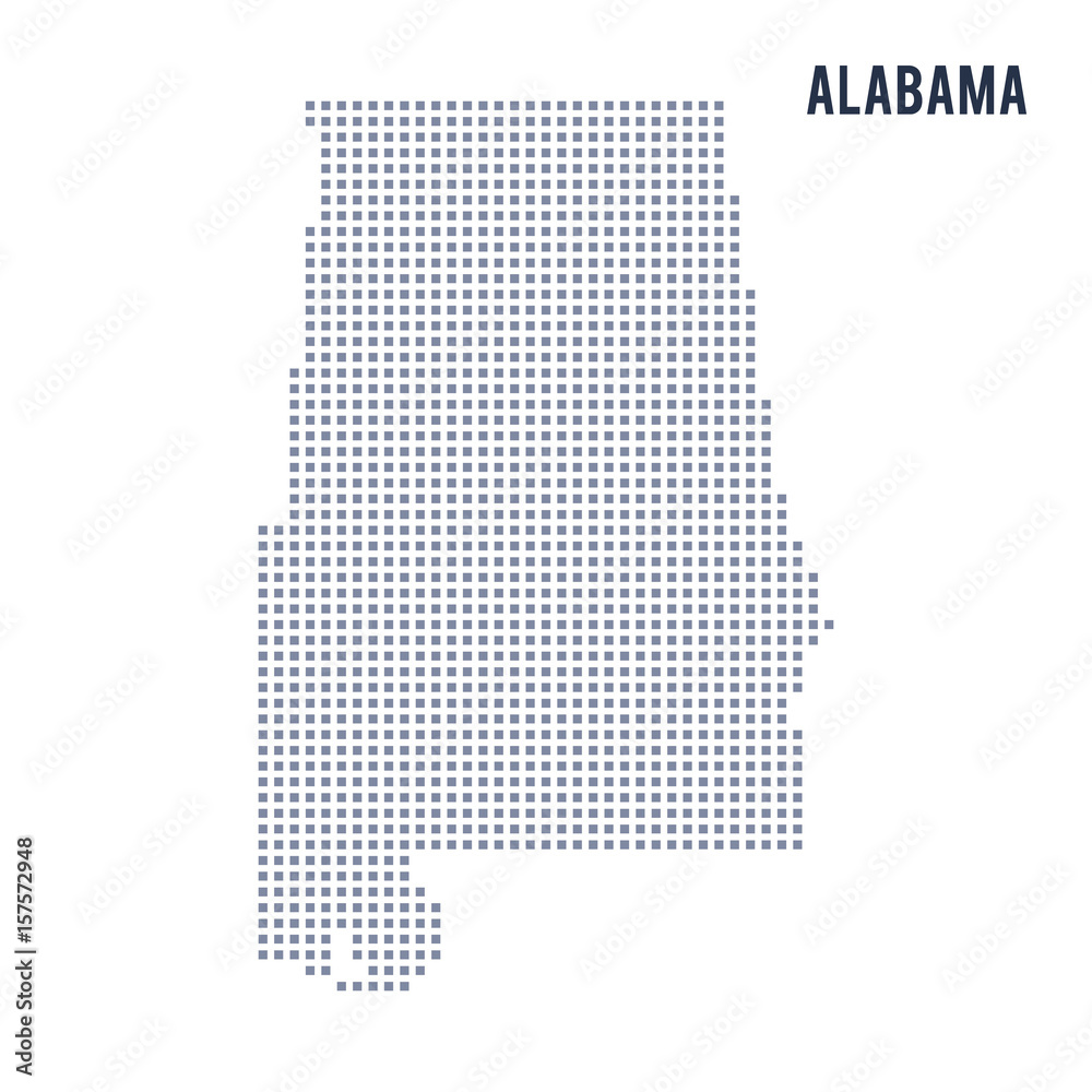 Vector pixel map State of Alabama isolated on white background Stock ...