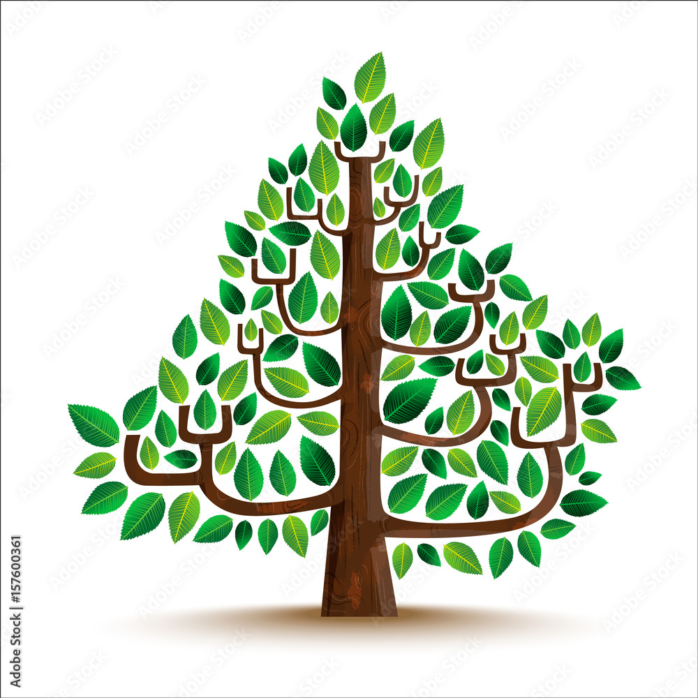Green tree nature illustration in hand drawn style Stock Vector | Adobe ...