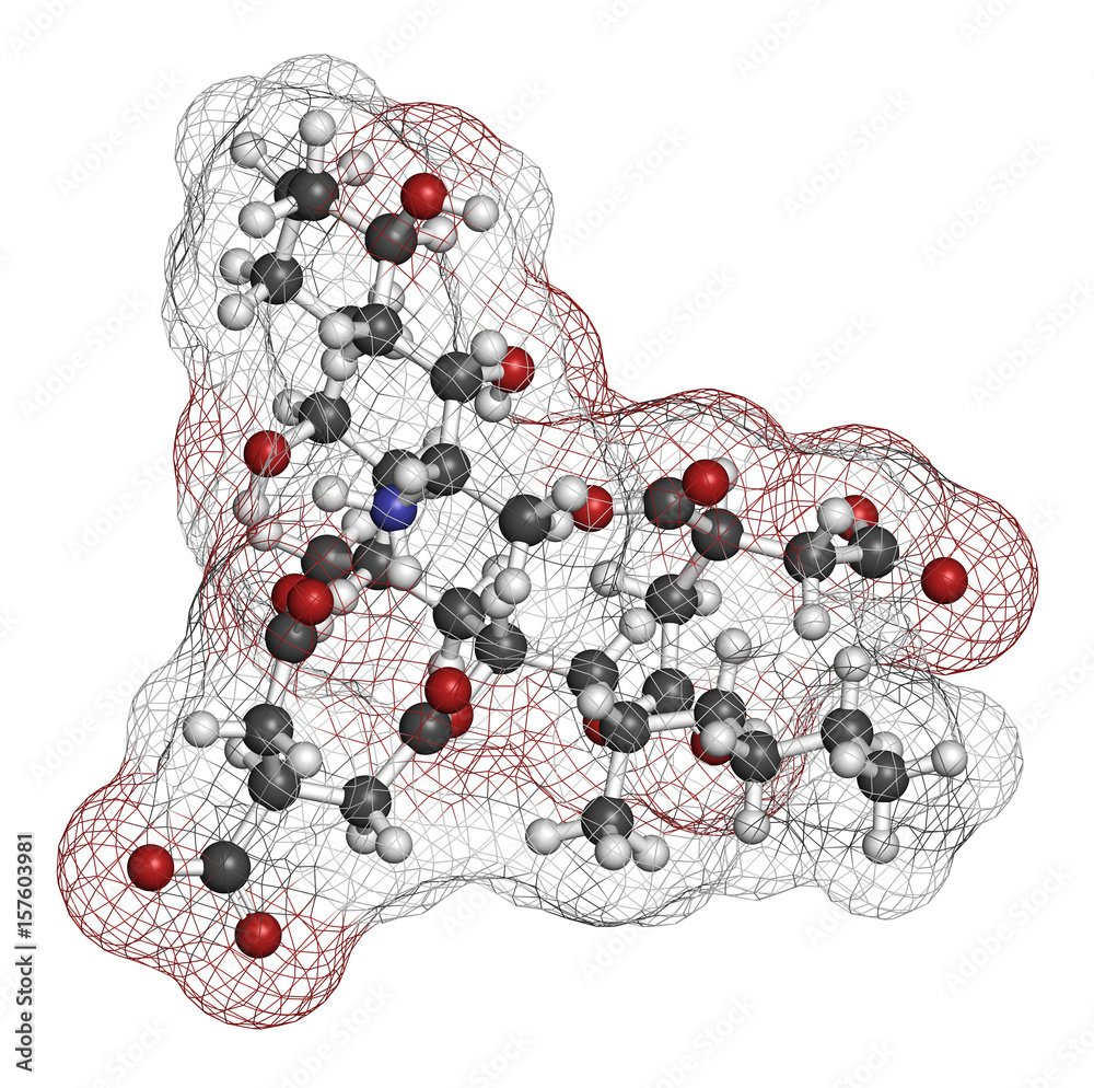 Fumonisin B1 mycotoxin molecule. Fungal toxin produced by some Fusarium ...