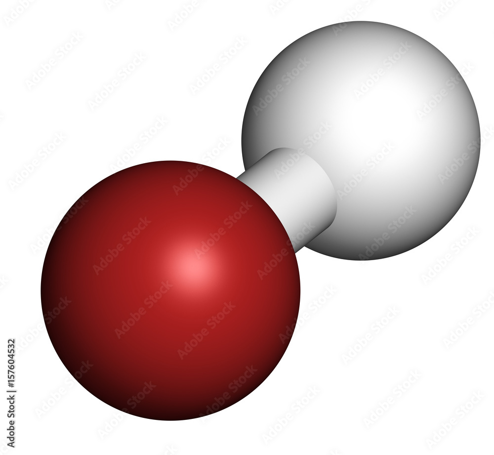 Hydroxide anion, chemical structure. 3D rendering. Atoms are ...