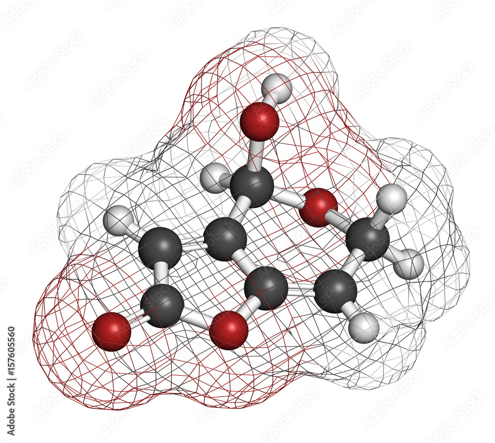Patulin Mycotoxin Molecule 3d Rendering Atoms Are Represented As