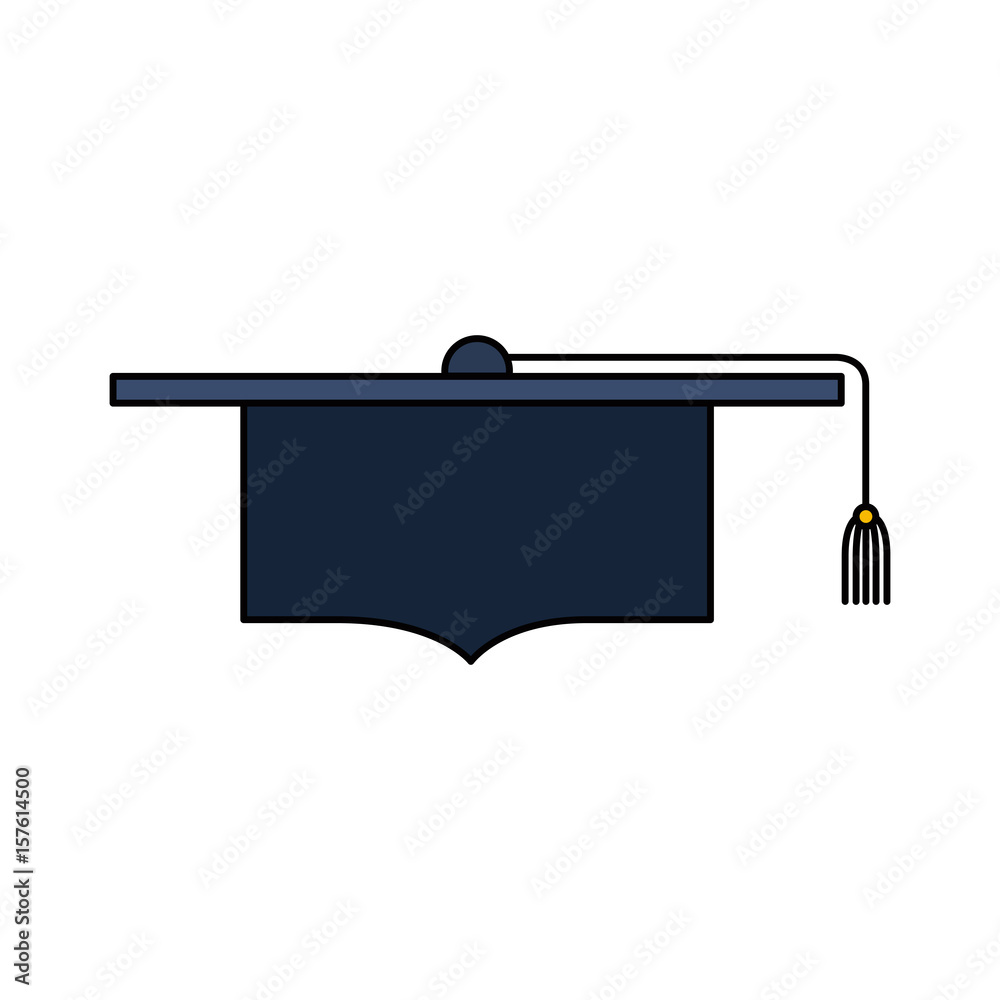 colorful silhouette image graduation cap front view vector illustration ...