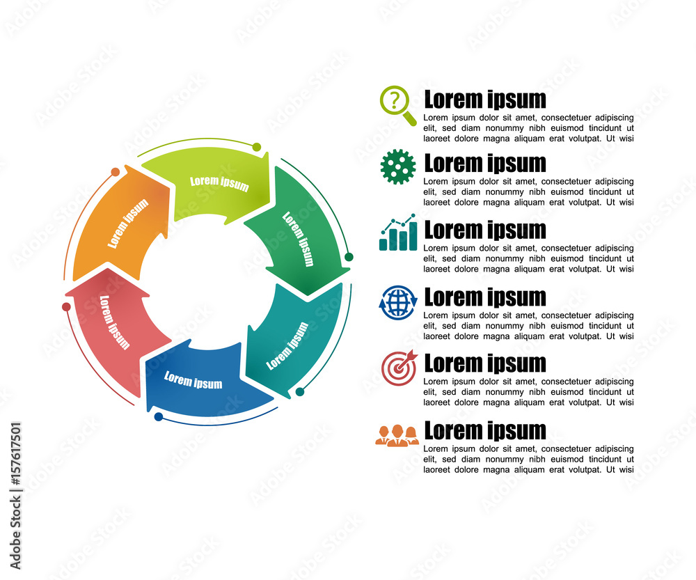 Circle infographic template 6 steps. For presentation and design ...