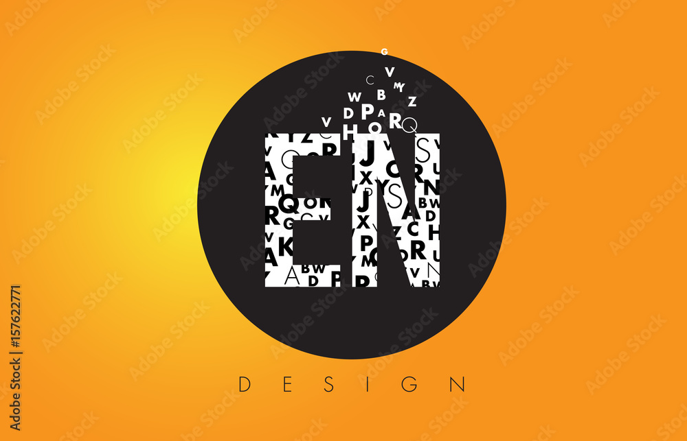 EN E N Logo Made of Small Letters with Black Circle and Yellow ...