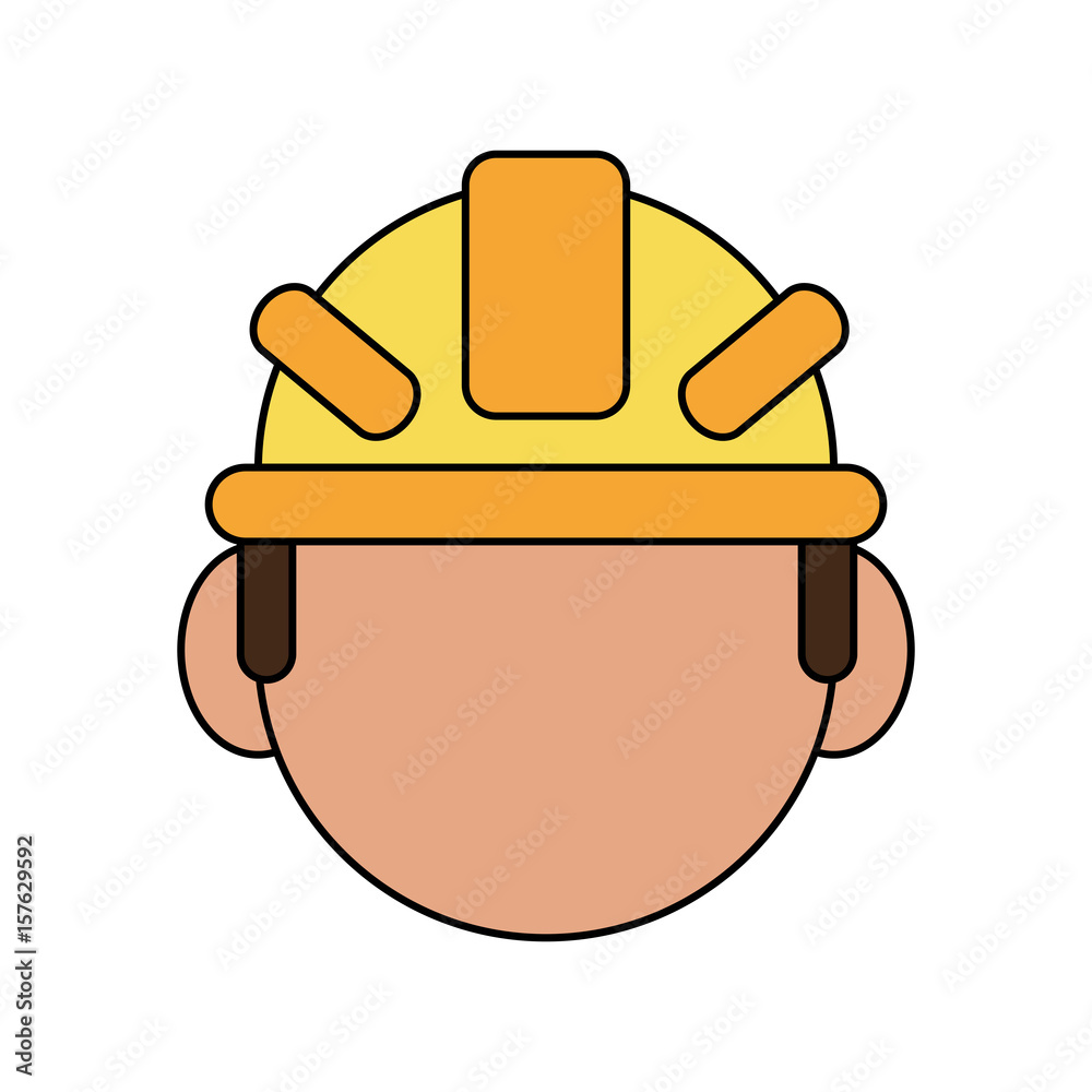 color silhouette cartoon front view faceless worker with protective ...