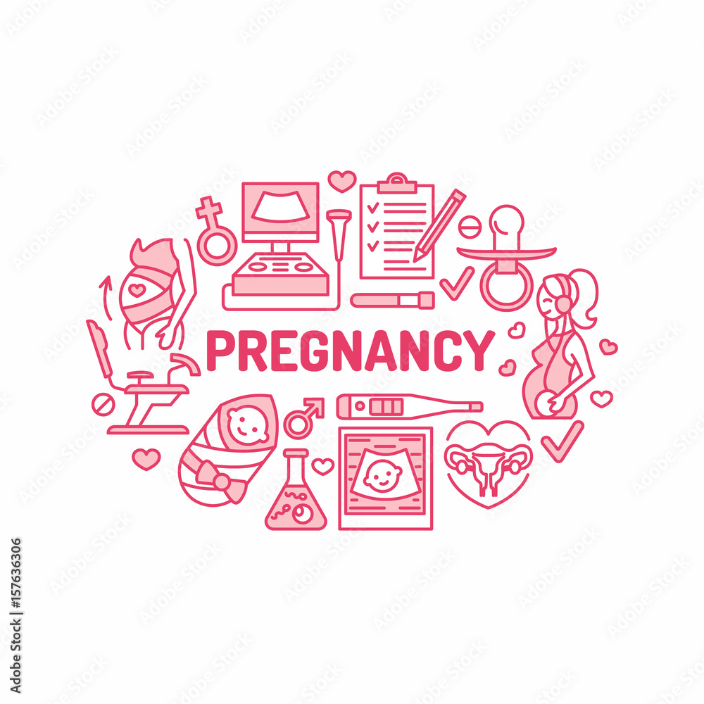 Medical, gynecology banner illustration. Obstetrics pregnancy vector ...