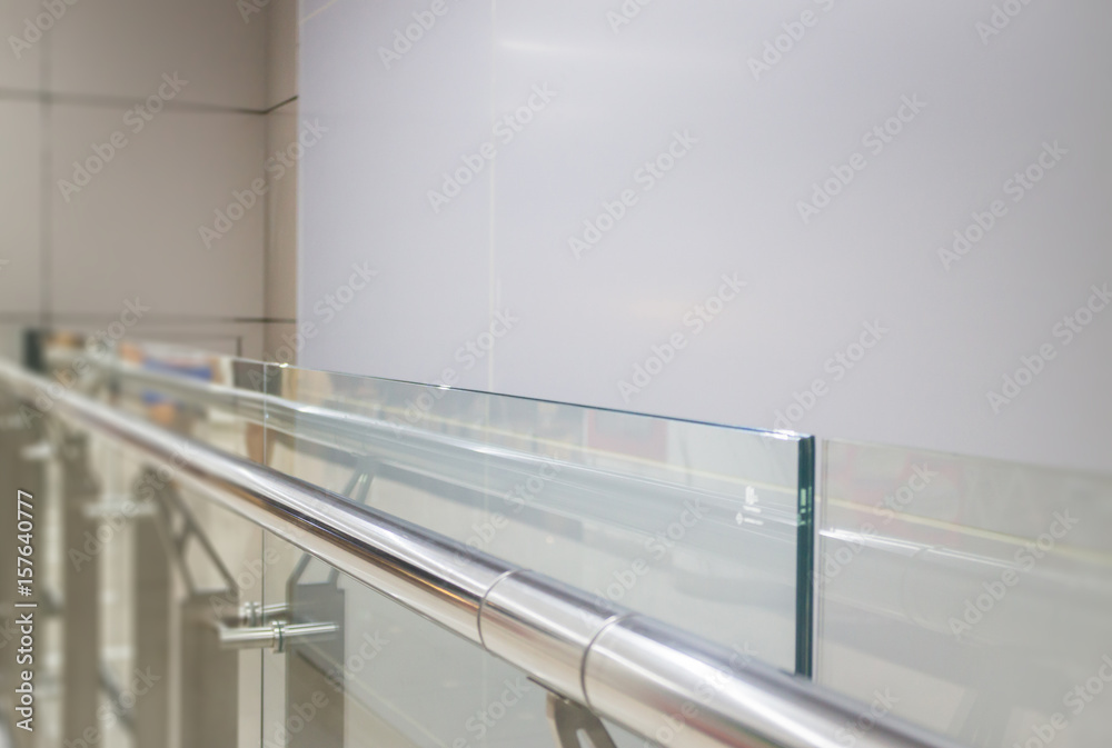 Indoor Glass Wall With Aluminium Handrail Stock Photo | Adobe Stock