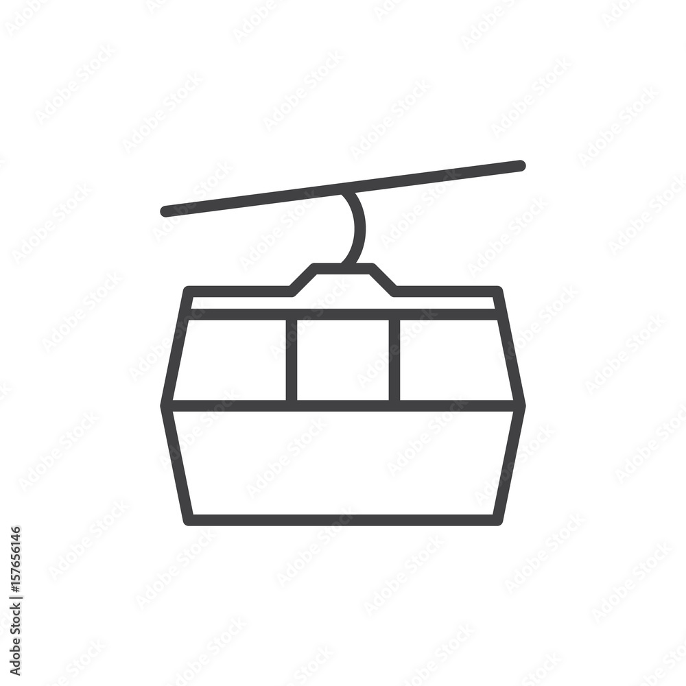 Cable car line icon, outline vector sign, linear style pictogram ...