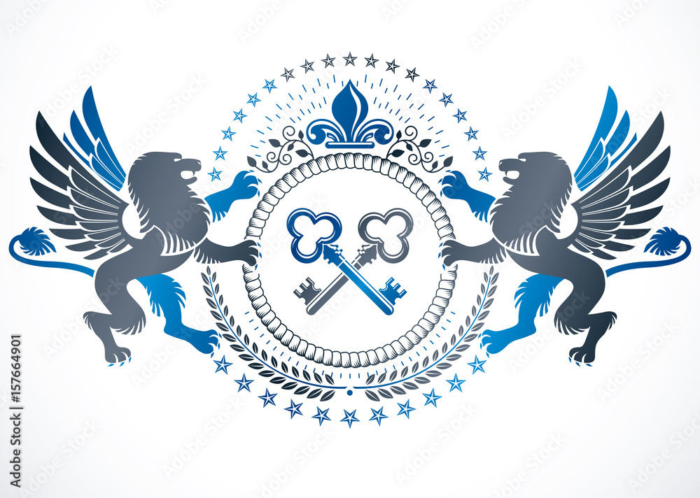 Vector emblem created in vintage heraldic design. Vector emblem ...