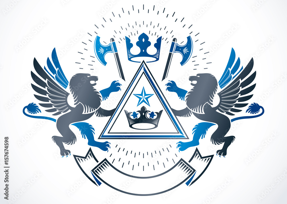 Vintage heraldry design template, vector emblem made with imperial ...