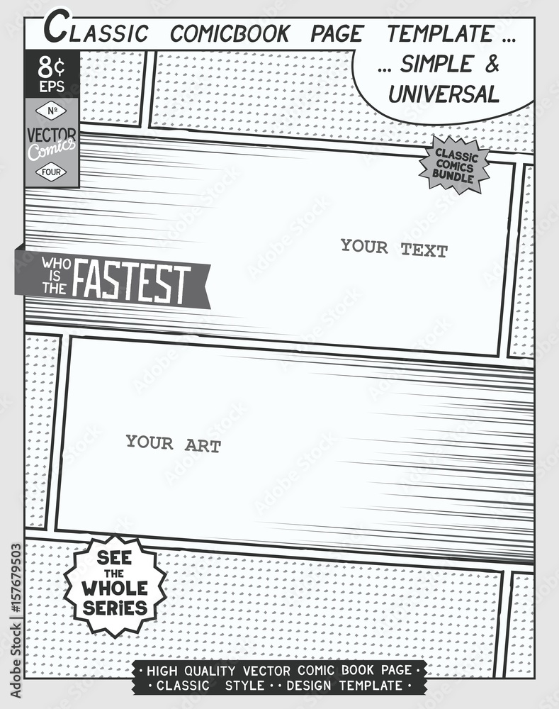 Free space Comic book page template. Comics layout and action with ...