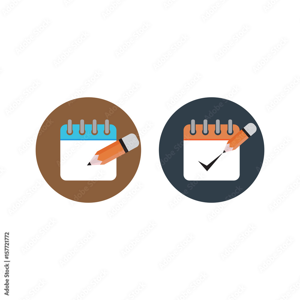 Check Mark Appointment in Agenda Icon with pencil Stock Vector | Adobe ...