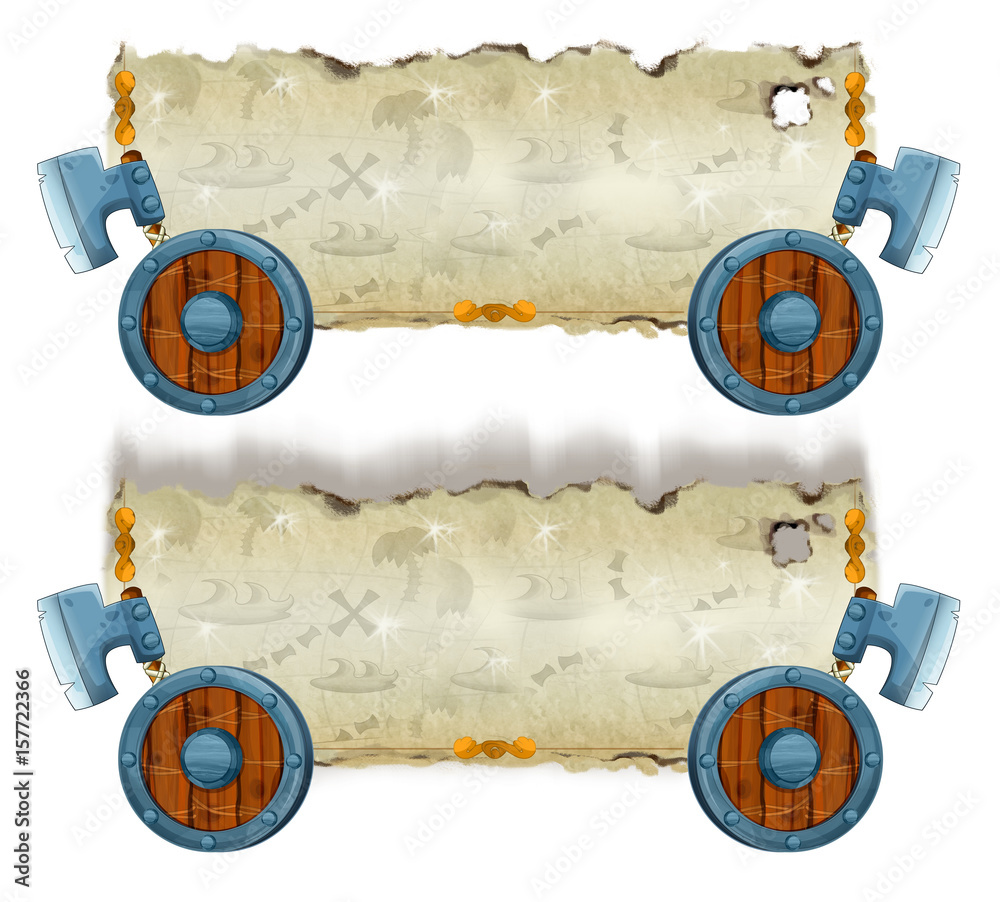 cartoon scene with banners for different usage - pirate theme with ...