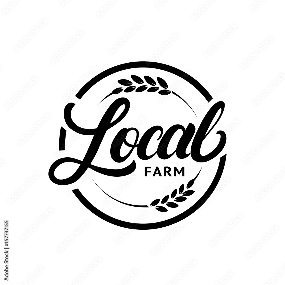 1004496 Local farm hand written lettering logo, label, badge with ear ...