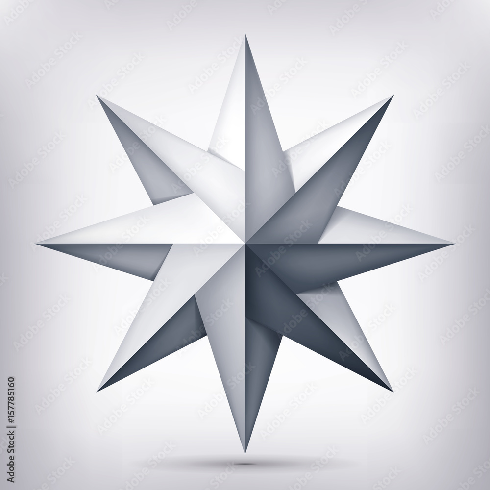 Volume eight-pointed twisted star, 3d object, geometry shape, mesh ...