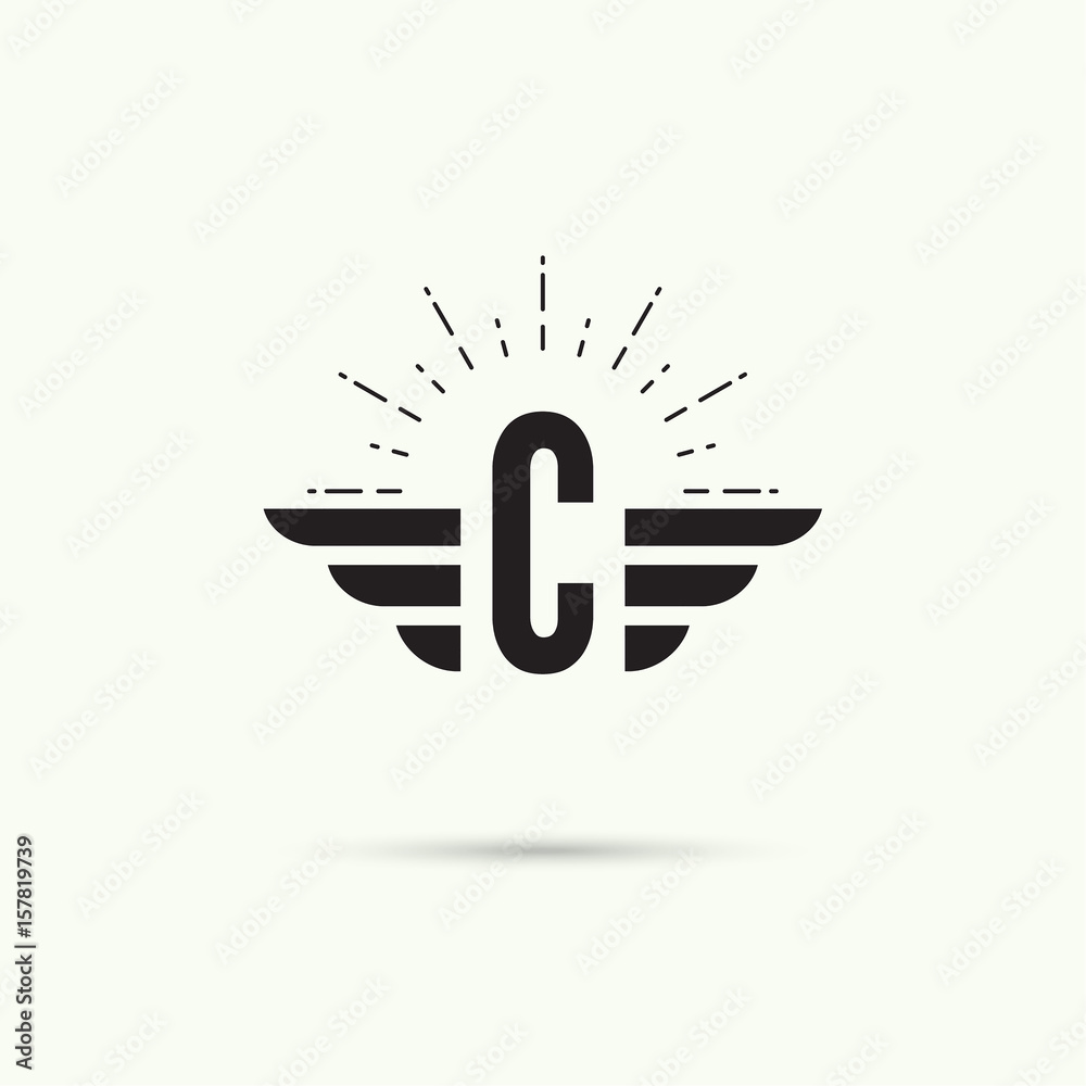 Elegant dynamic alphabet letters with wings. Monogram wing logo mockup ...