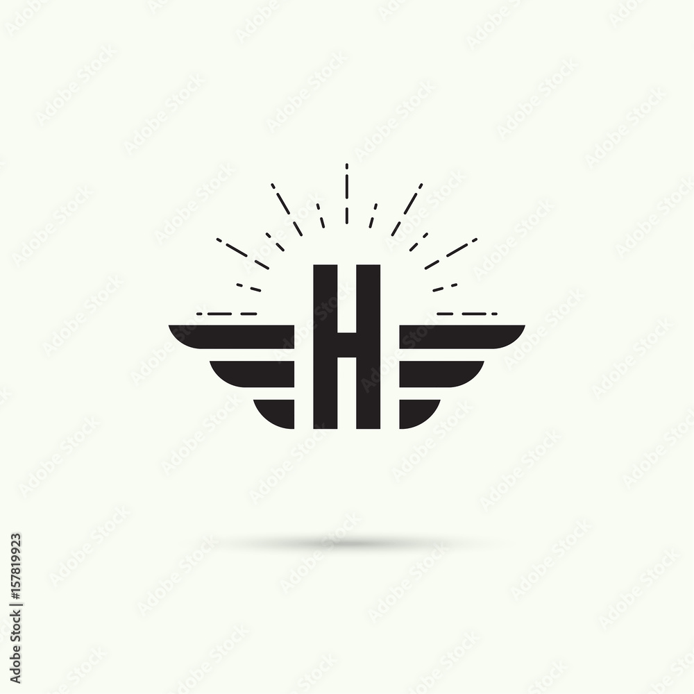 Elegant dynamic alphabet letters with wings. Monogram wing logo mockup ...