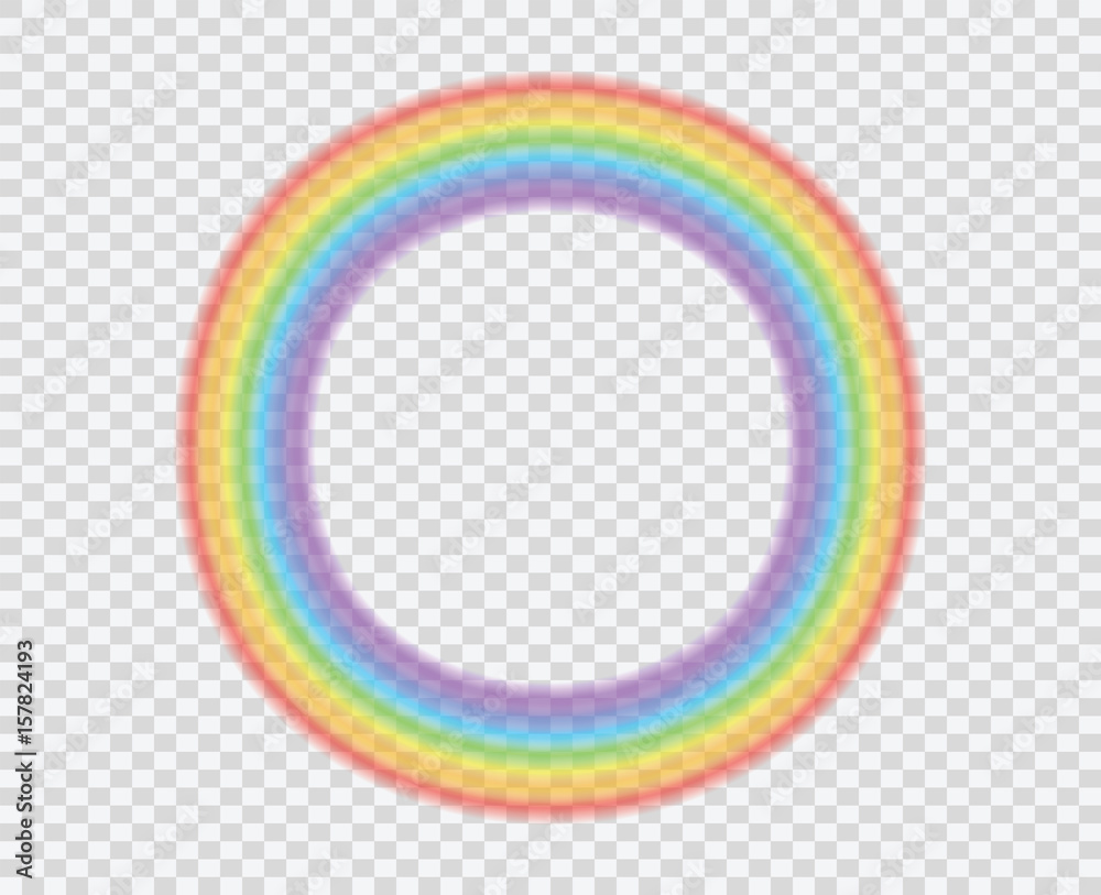 Round rainbow on a transparent background. A beautiful natural ...