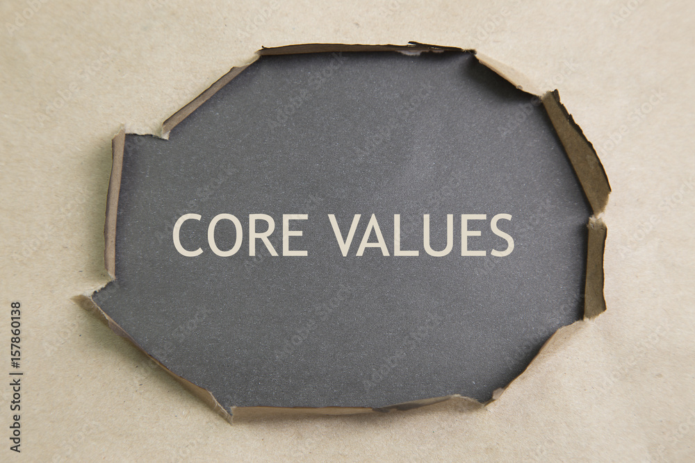 The text Core Values appearing behind torn paper Stock Photo | Adobe Stock
