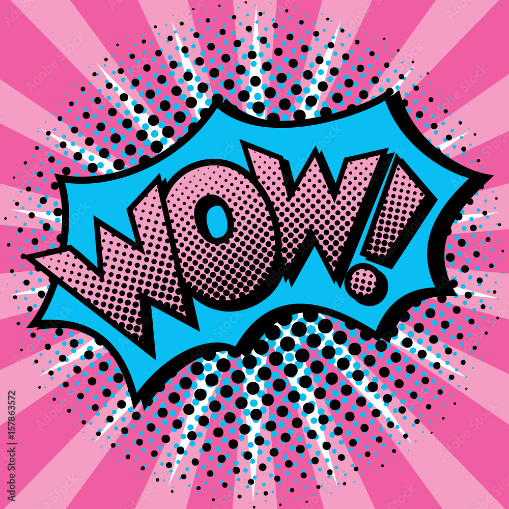 Pop Art Wow Text Design Stock Vector | Adobe Stock