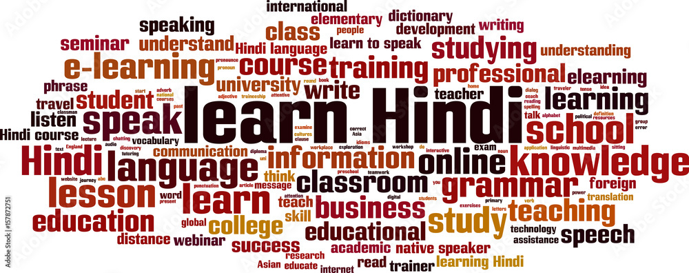Learn Hindi word cloud Stock Vector | Adobe Stock