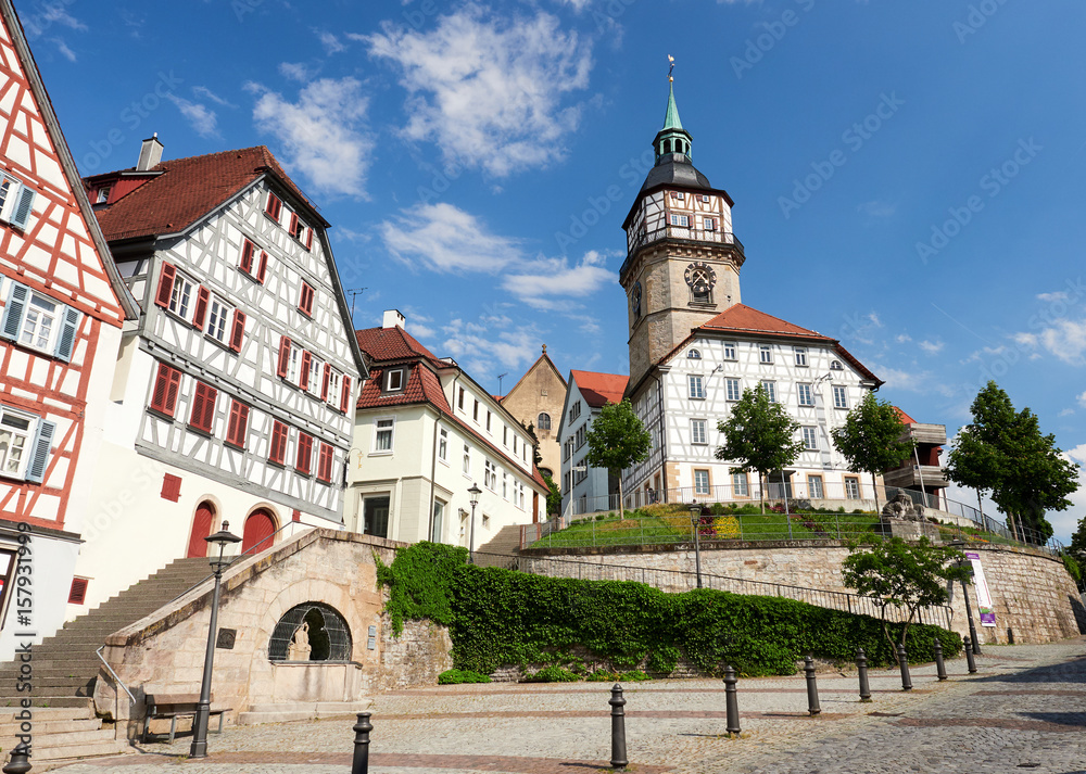 Backnang an der Murr: Marktplatz mit Stiftskirche Stock-Foto | Adobe Stock