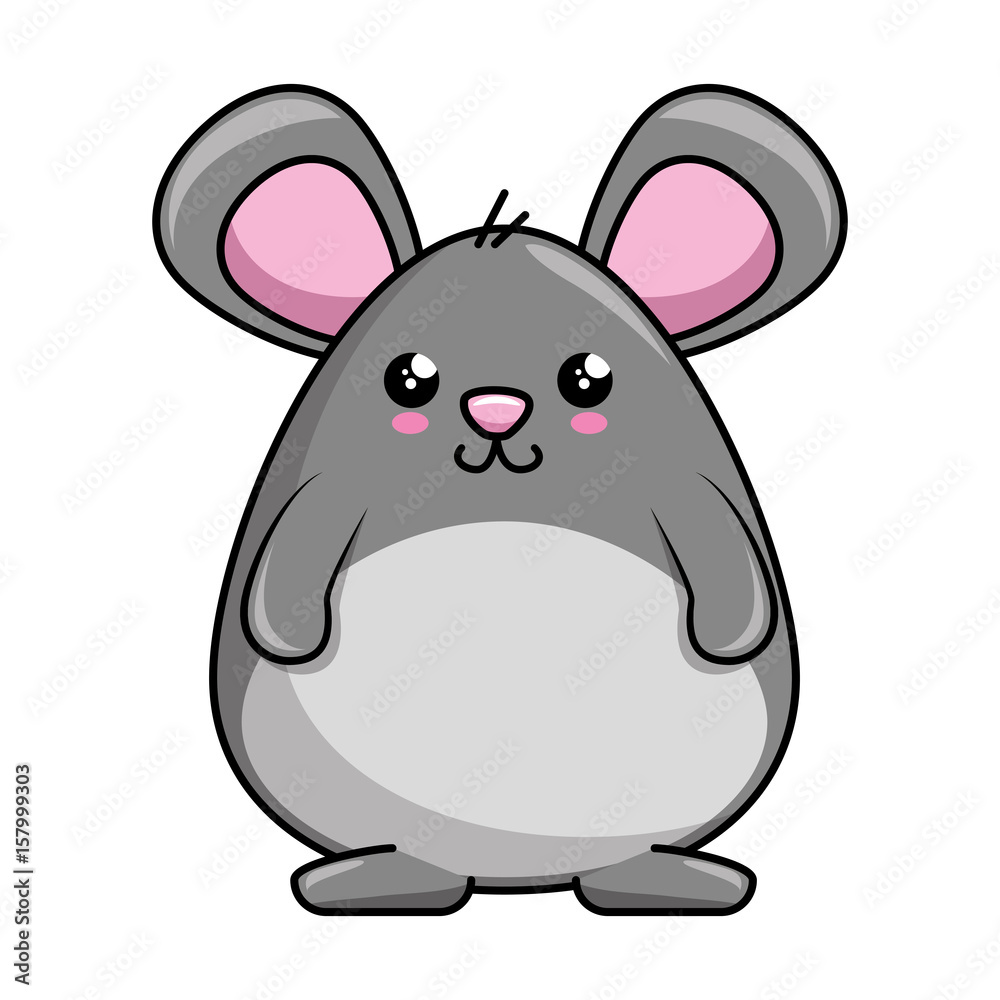 kawaii mouse animal icon over white background. colorful design. vector ...