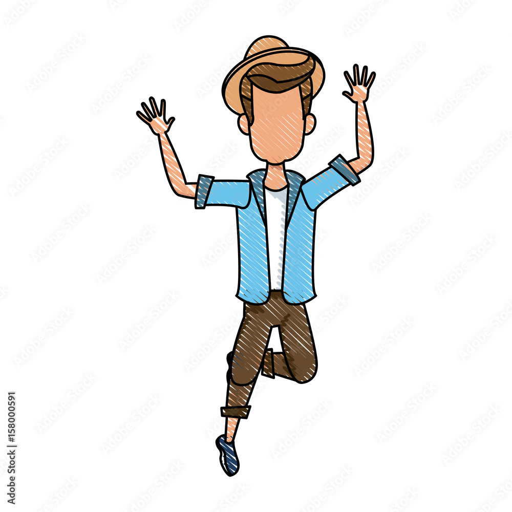 Happy Cartoon Person Jumping