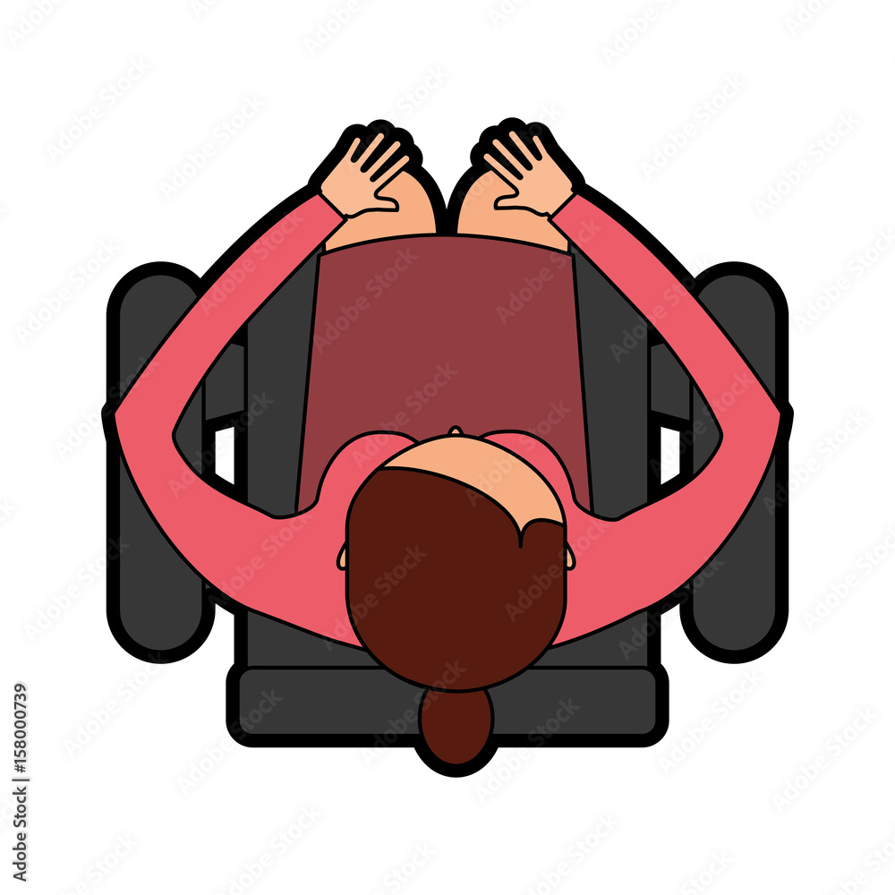 top view women sitting cartoon vector graphic design Stock Vector ...