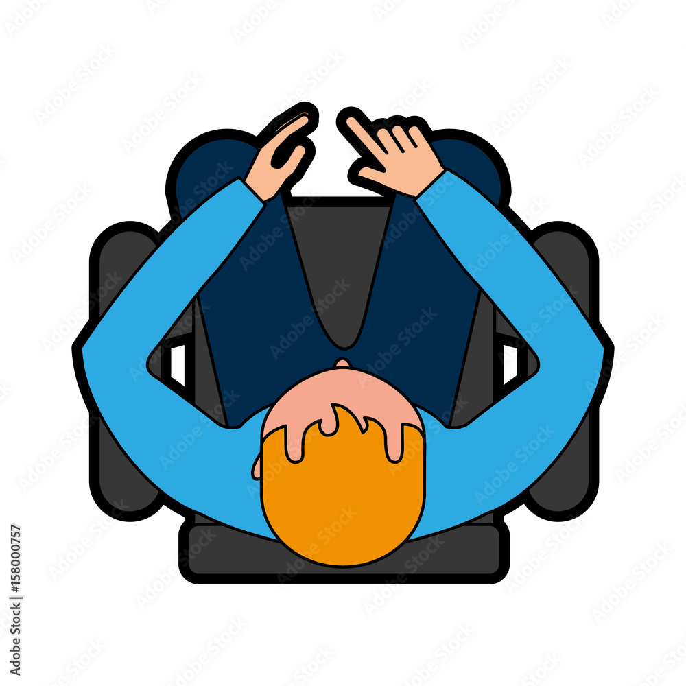 top view man sitting cartoon vector graphic design Stock Vector | Adobe ...