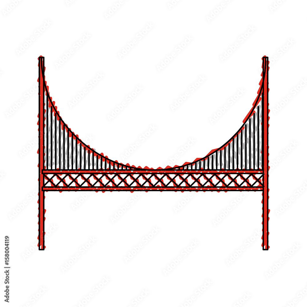 scribble red golden gate bridge cartoon vector graphi design Stock ...