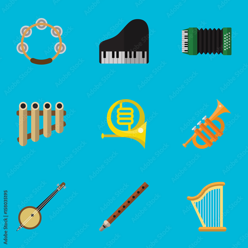 Set Of 9 Editable Song Icons. Includes Symbols Such As Tuba, Flute ...