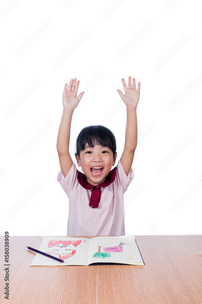 Asian Little Chinese girl drawing with color pencils Stock Photo ...