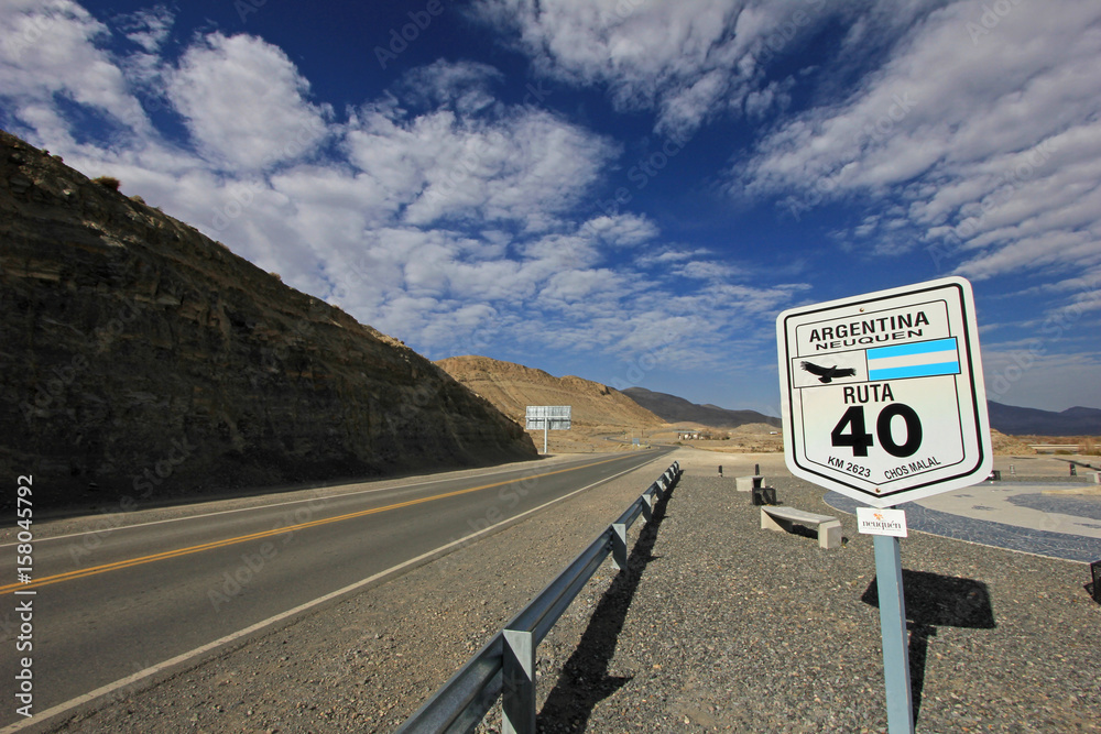 Road sign in the middle of ruta route 40, Patagonia, Argentina Stock ...