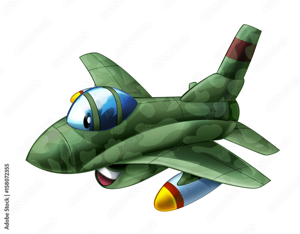cartoon happy jet fighter military machine Stock Illustration | Adobe Stock