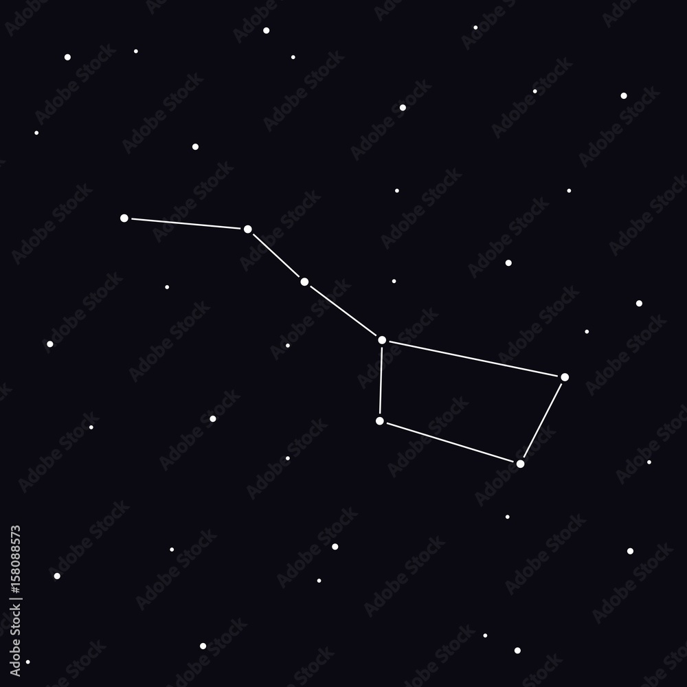 Big Dipper constellation in night sky. Ursa Major Vector Illustration ...