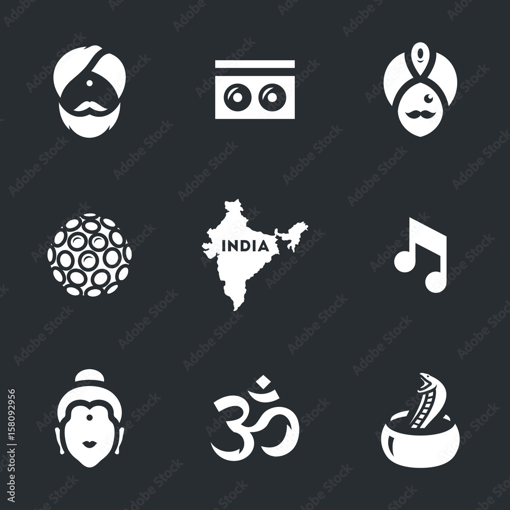 Vector Set of India Symbols Icons. Stock Vector | Adobe Stock