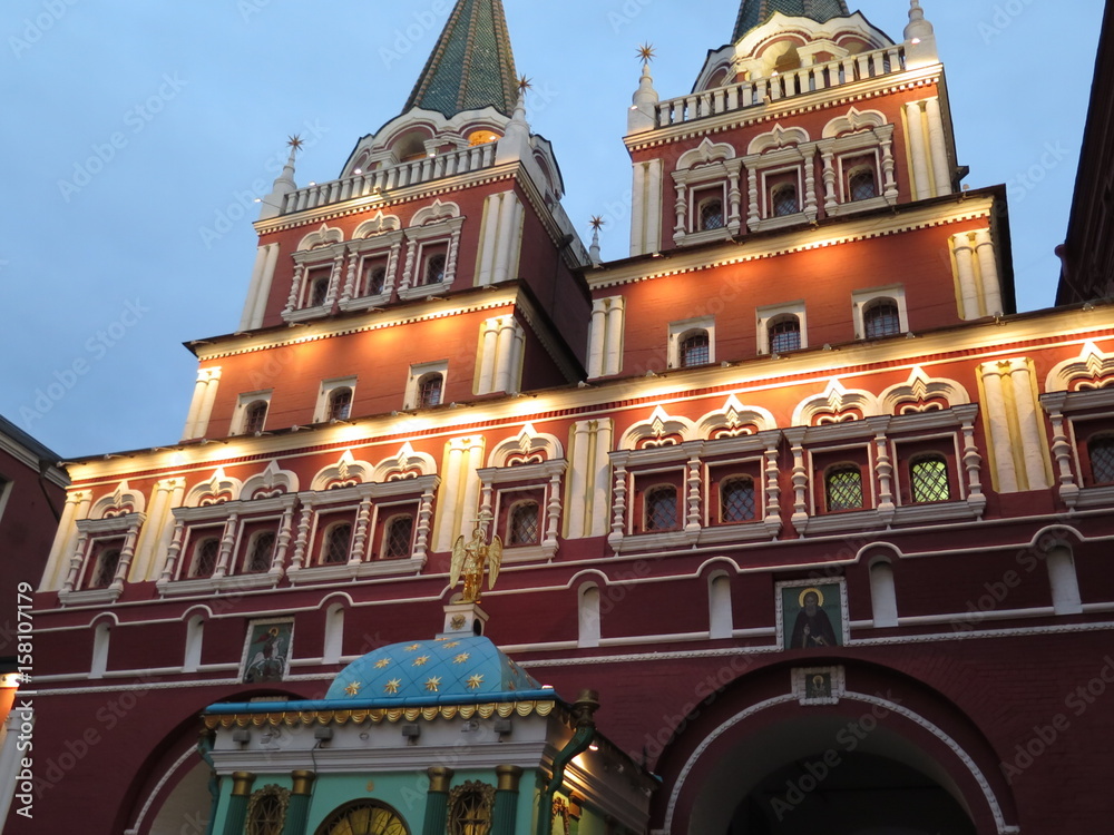 big building in the red square Stock Photo | Adobe Stock