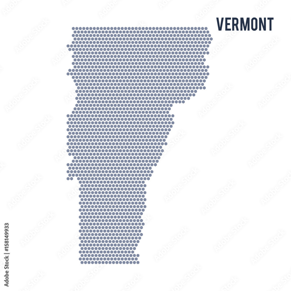 Vector hexagon map of State of Vermont on a white background Stock ...