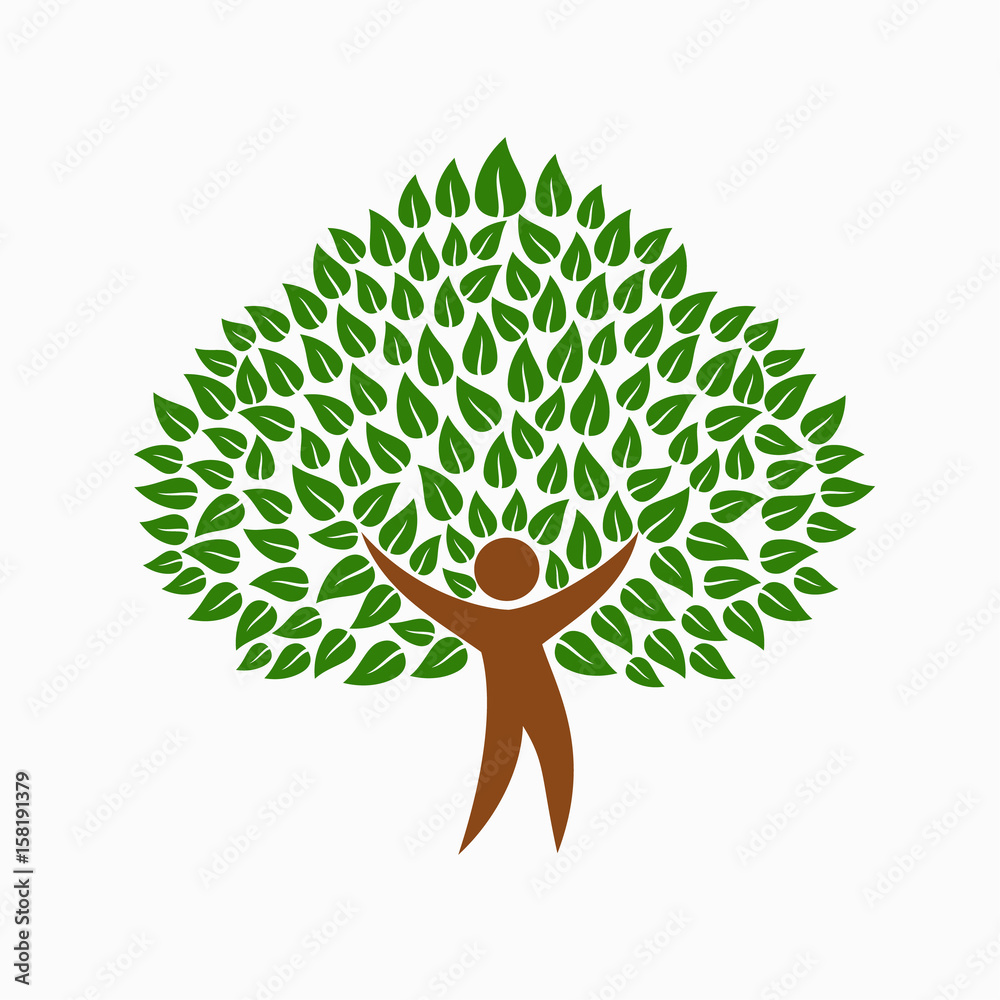 Green environment people tree concept symbol Stock Vector | Adobe Stock