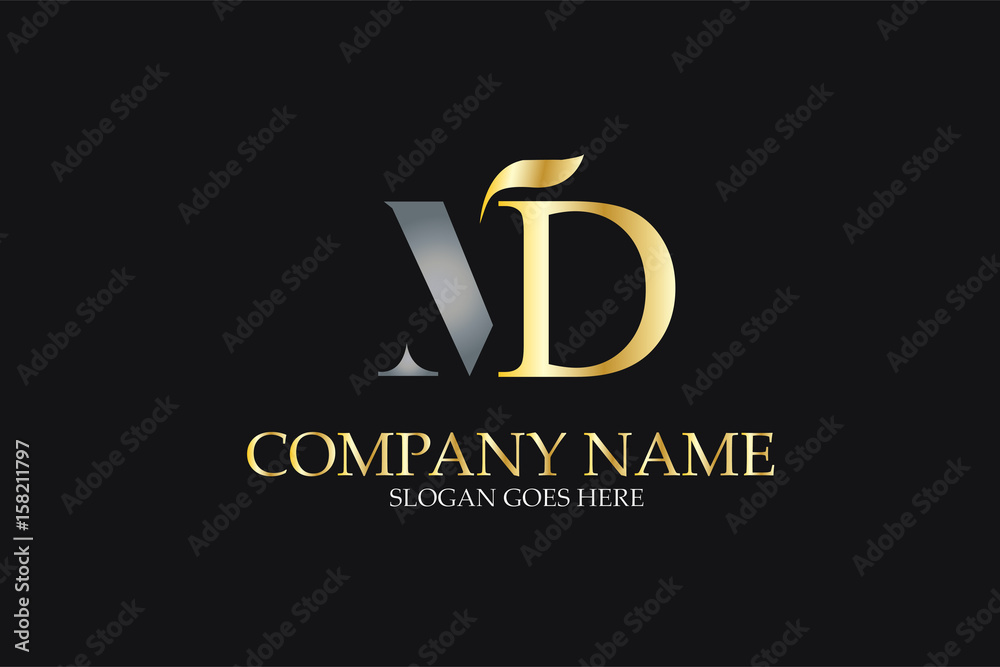 MD Letter Logo Design in Golden and Metal Color Stock Vector | Adobe Stock