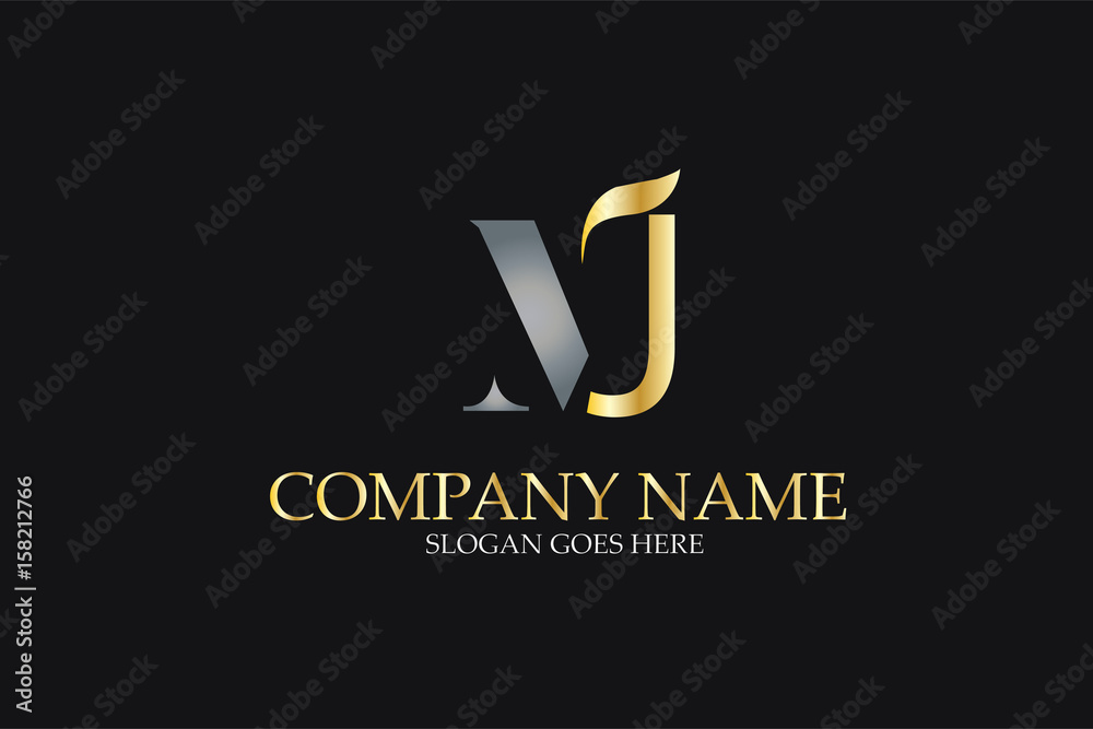 MJ Letter Logo Design in Golden and Metal Color Stock Vector | Adobe Stock