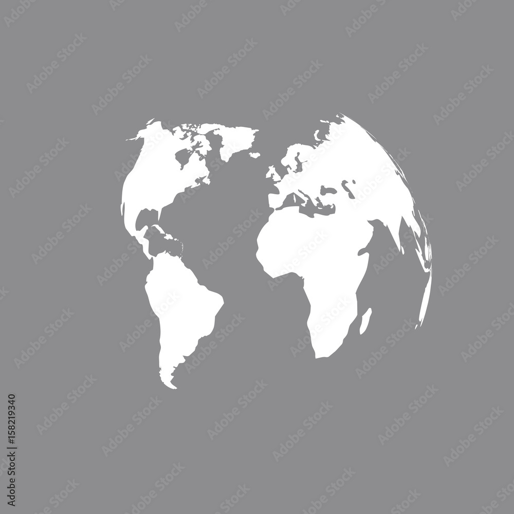 3D Globe Map in gray. World map blank in gray. World map vector. Stock ...