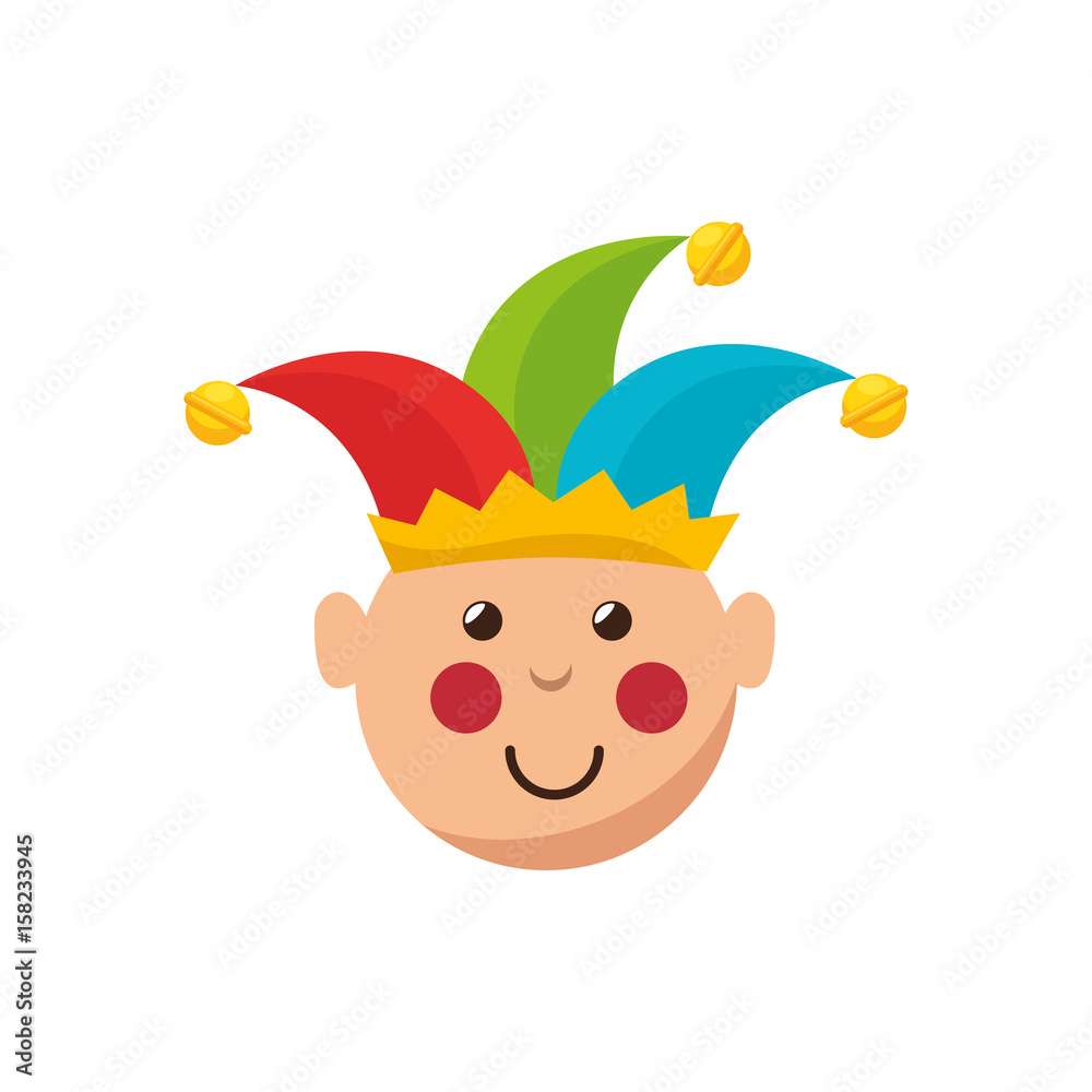 cartoon harlequin icon over white background colorful design vector ...