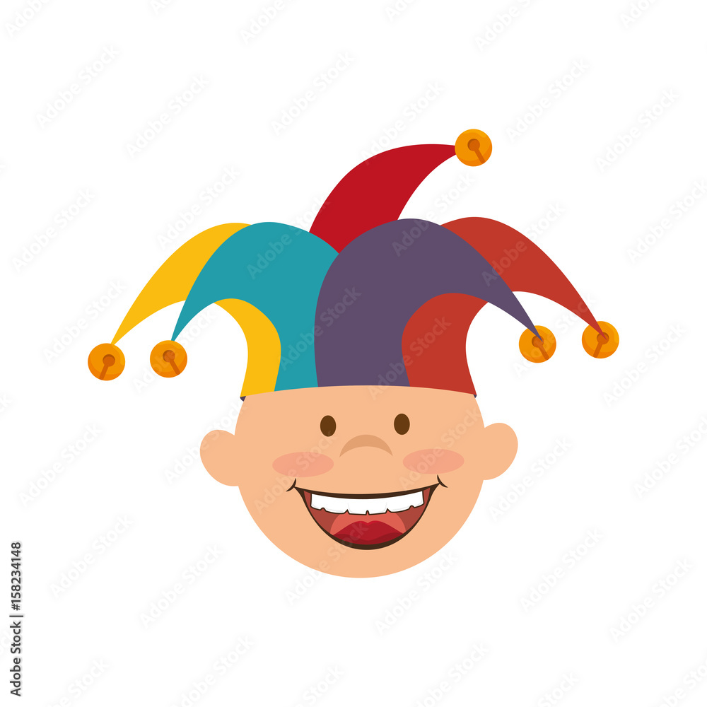 cartoon harlequin icon over white background colorful design vector ...