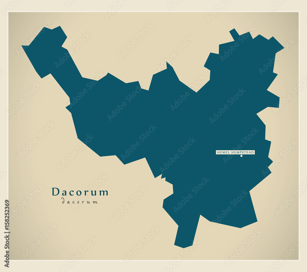 Modern Map - Dacorum district UK illustration vector de Stock | Adobe Stock